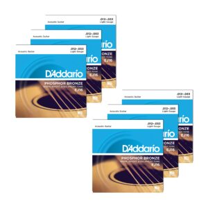 d'addario ej16 acoustic phosphor bronze light 12-53 6-pack bundle