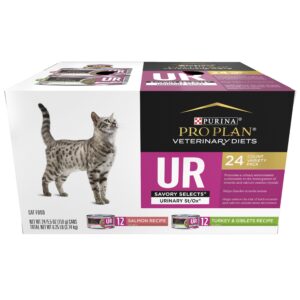 purina pro plan veterinary diets ur urinary st/ox savory selects wet cat food variety pack - (pack of 24) 5.5 oz. cans