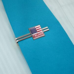 President Trump American Flag Square Tie Bar Clip Clasp Tack Silver Color