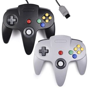 kiwitata 2x classic n64 controller, retro n64 remote wired game upgraded joystick gamepad controller for n64 video game console