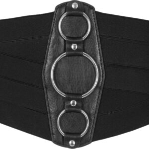 BlackButterfly 7 Inch Wide Lattice Corset Waspie Elastic Waist Belt (Black, US 18-20)