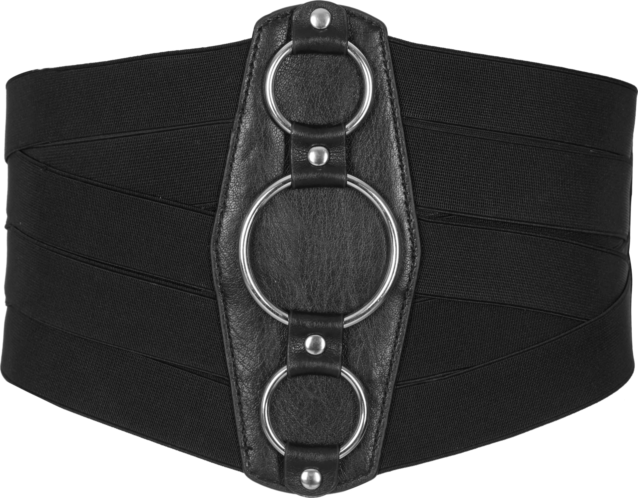 BlackButterfly 7 Inch Wide Lattice Corset Waspie Elastic Waist Belt (Black, US 18-20)