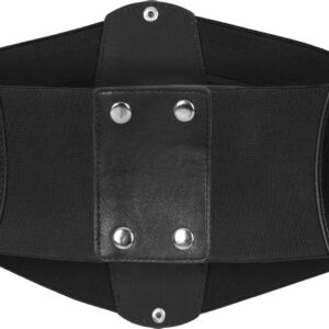 BlackButterfly 7 Inch Wide Lattice Corset Waspie Elastic Waist Belt (Black, US 18-20)