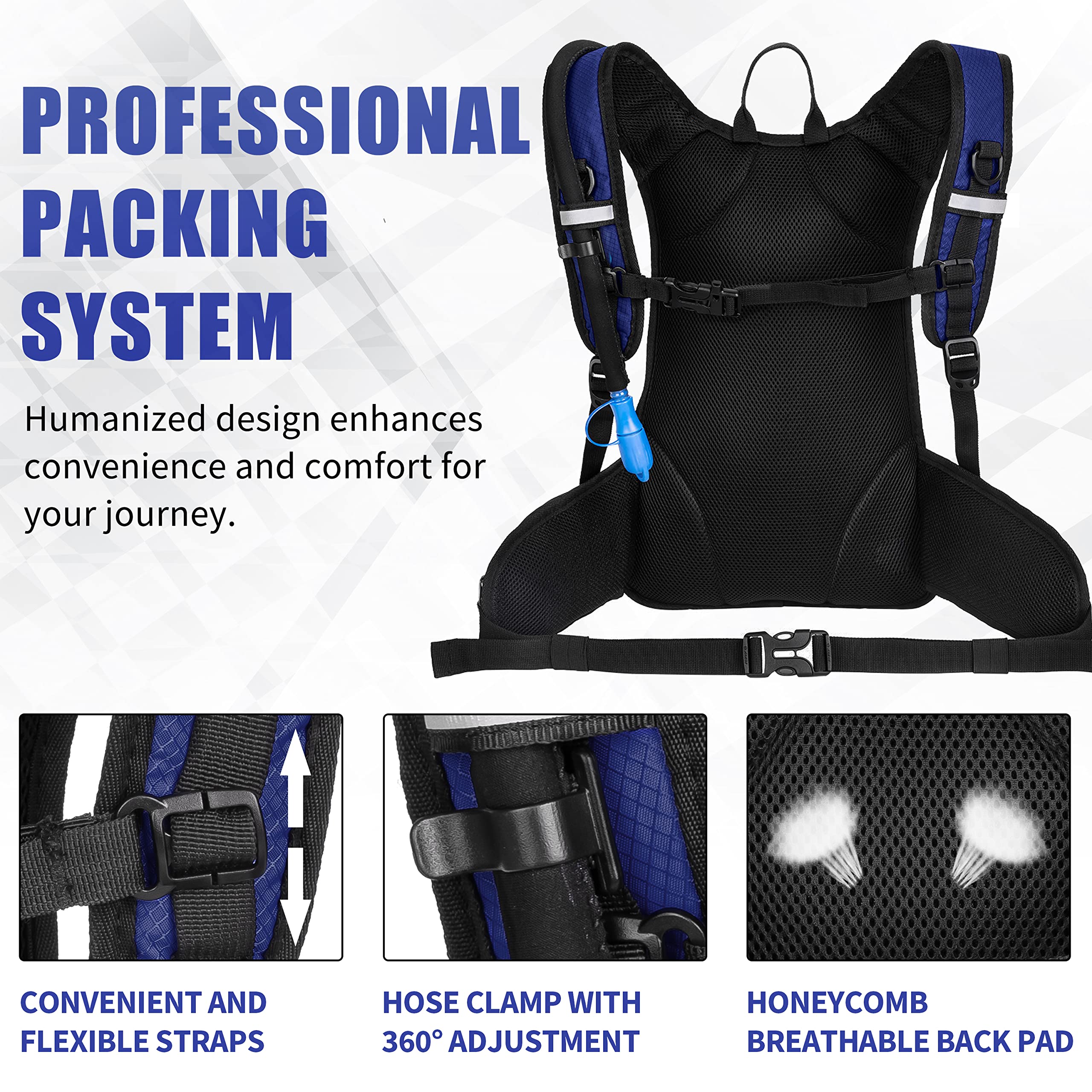 Hydration Pack Hiking Water Backpack - Miracol Insulated Water Bag with 2L Bladder Navy Blue