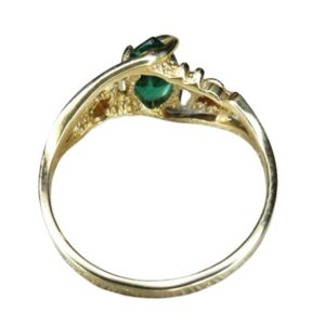 Lab Created Emerald Marquise Wrap Ring, 10k Yellow Gold, 12k Pink and Green Black Hills Gold Size 5.5