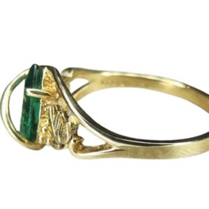 Lab Created Emerald Marquise Wrap Ring, 10k Yellow Gold, 12k Pink and Green Black Hills Gold Size 5.5