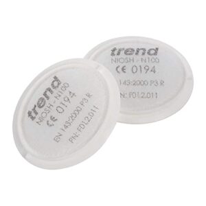 trend replacement n100 filters (1 pair) for the trend air stealth half mask, hepac filtration, niosh n100, apf10 x wel, stealth/1