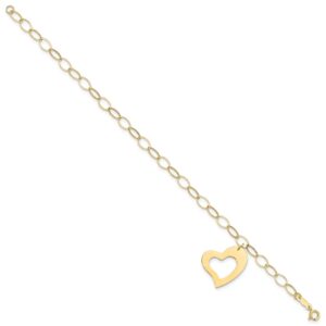 Diamond2Deal Solid 14k Yellow Gold Dangle Heart 22" Bracelet