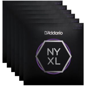 d'addario nyxl electric guitar strings medium 11-49 (6 pack bundle)