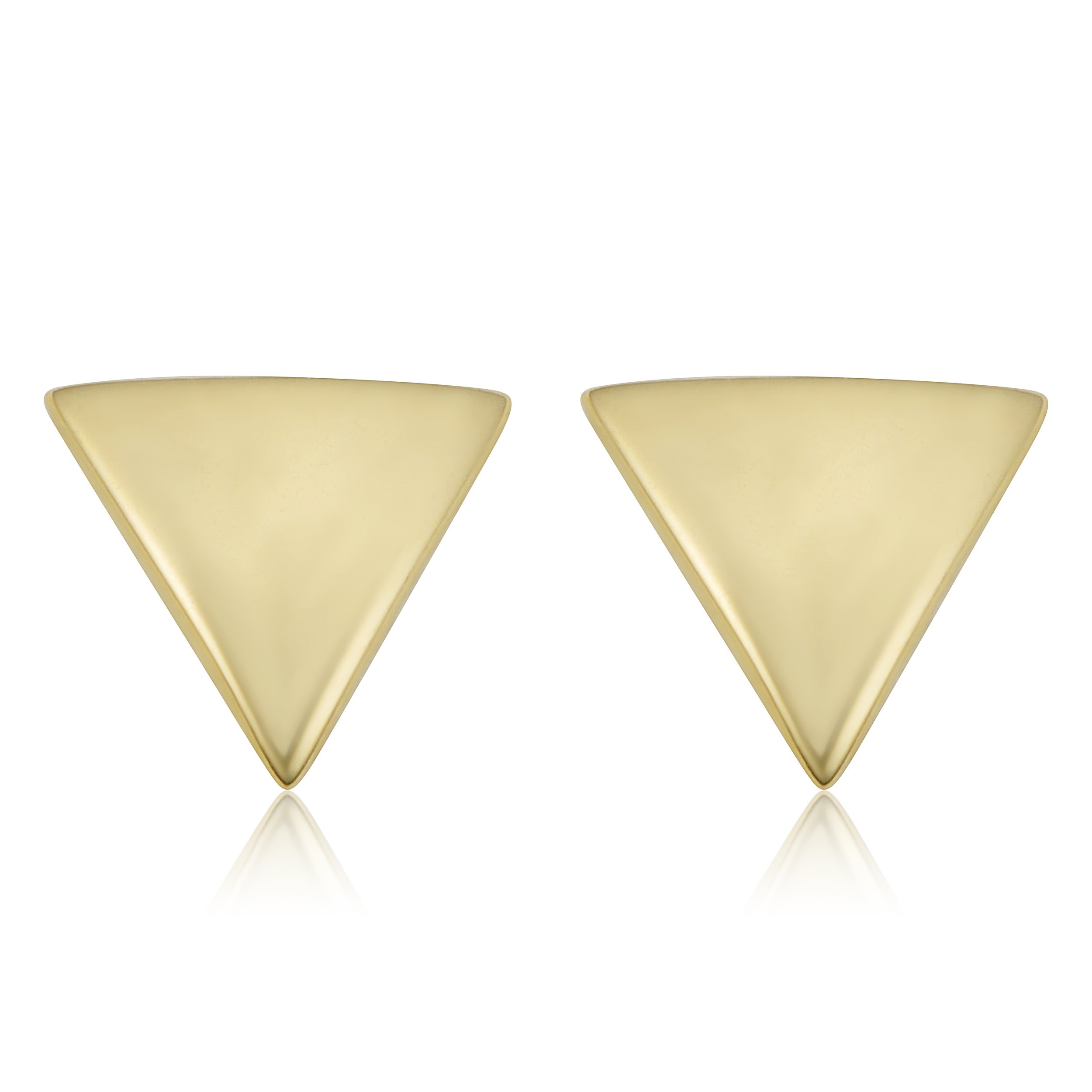 Kooljewelry 14k Yellow Gold Triangle Stud Earrings Minimalist Jewelry