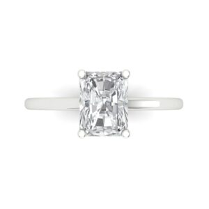 2.0 ct brilliant emerald cut clear simulated diamond 14k white gold solitaire engagement promise bridal ring size 3.5