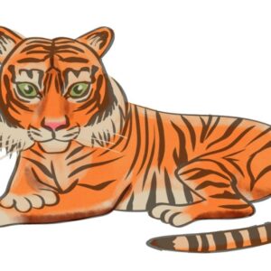 Tiger, Soft Cartoon (24x36 Giclee Gallery Art Print, Vivid Textured Wall Decor)