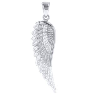 jewelry america solid 14k white gold textured angel wing charm pendant