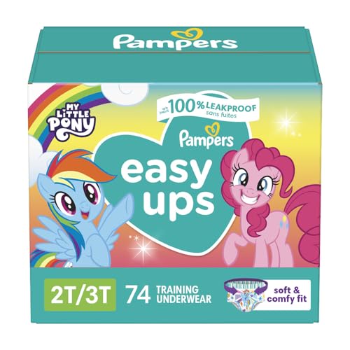 Pampers Easy Ups Girls & Boys Potty Training Pants - Size 2T-3T, 74 Count, My Little Pony Training Underwear (Packaging May Vary)