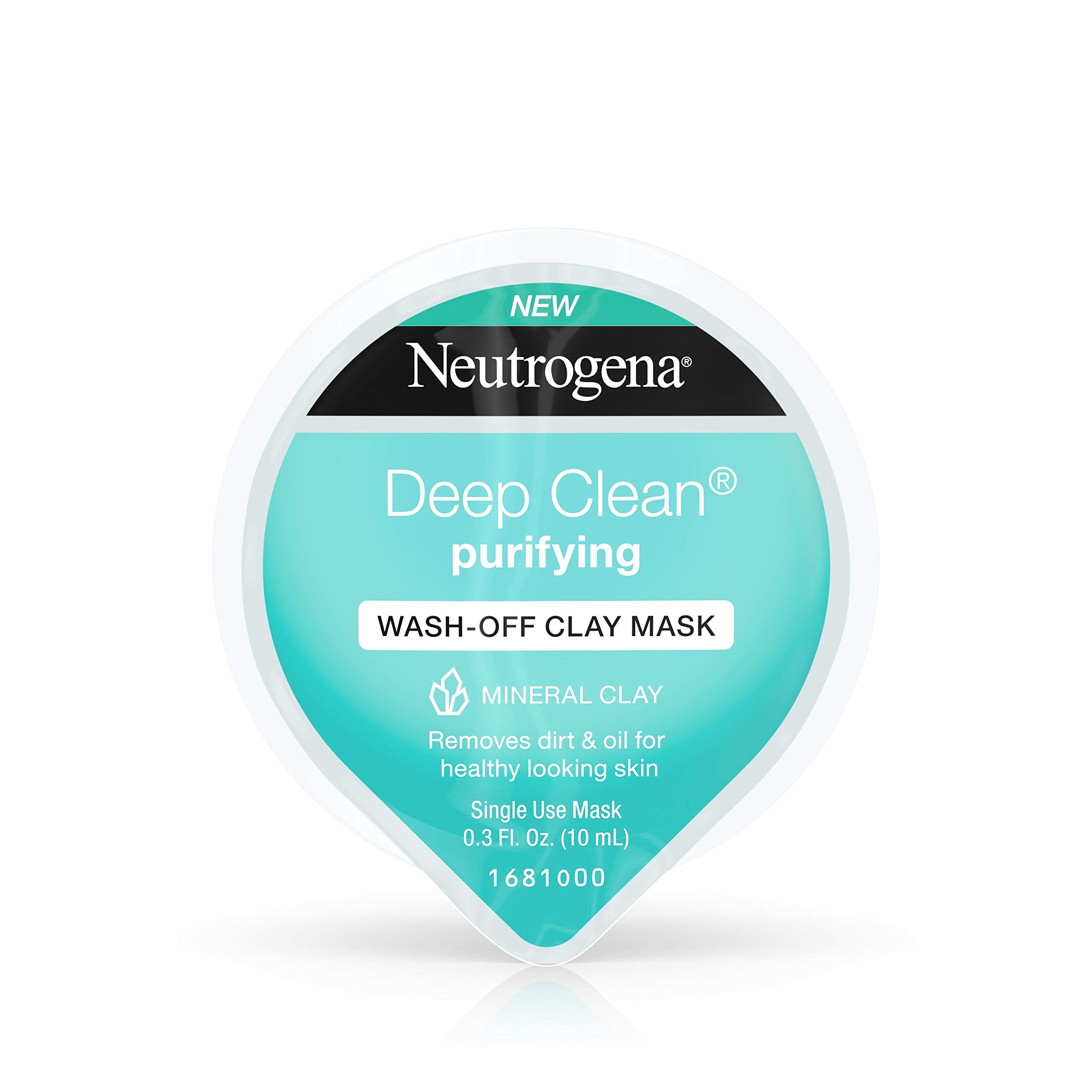 Neutrogena Deep Clean Gentle Purifying Wash-Off Clay Face Mask, Oil-Free and Non-Comedogenic, 0.3 Fl Oz, Pack of 12