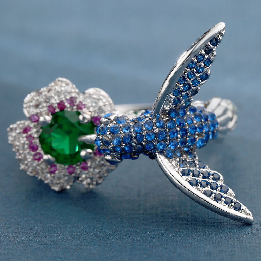 Ginger Lyne Collection Jeweled Hummingbird Ring Size 6 Size 6