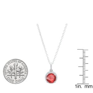 Dazzlingrock Collection 6.5 MM Round Ruby & White Diamond Women Halo Pendant in 18K White Gold