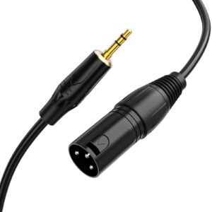 cablecreation 3.5mm to xlr cable 10ft, 3.5mm male to xlr male microphone cable, xlr to 3.5mm cable compatible with iphone, ipod, tablet, laptop, microphone, amplifier, audio board, 3m