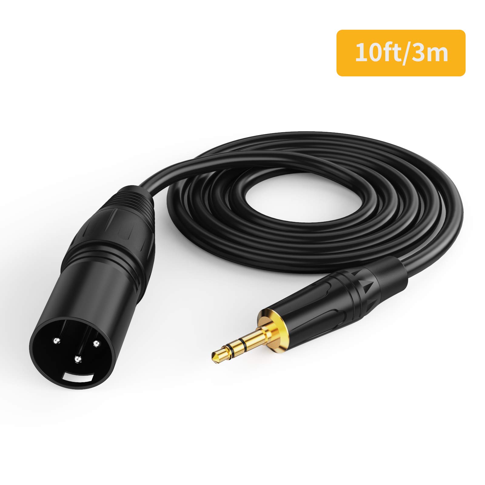 CableCreation 3.5mm to XLR Cable 10FT, 3.5mm Male to XLR Male Microphone Cable, XLR to 3.5mm Cable Compatible with iPhone, iPod, Tablet, Laptop, Microphone, Amplifier, Audio Board, 3M