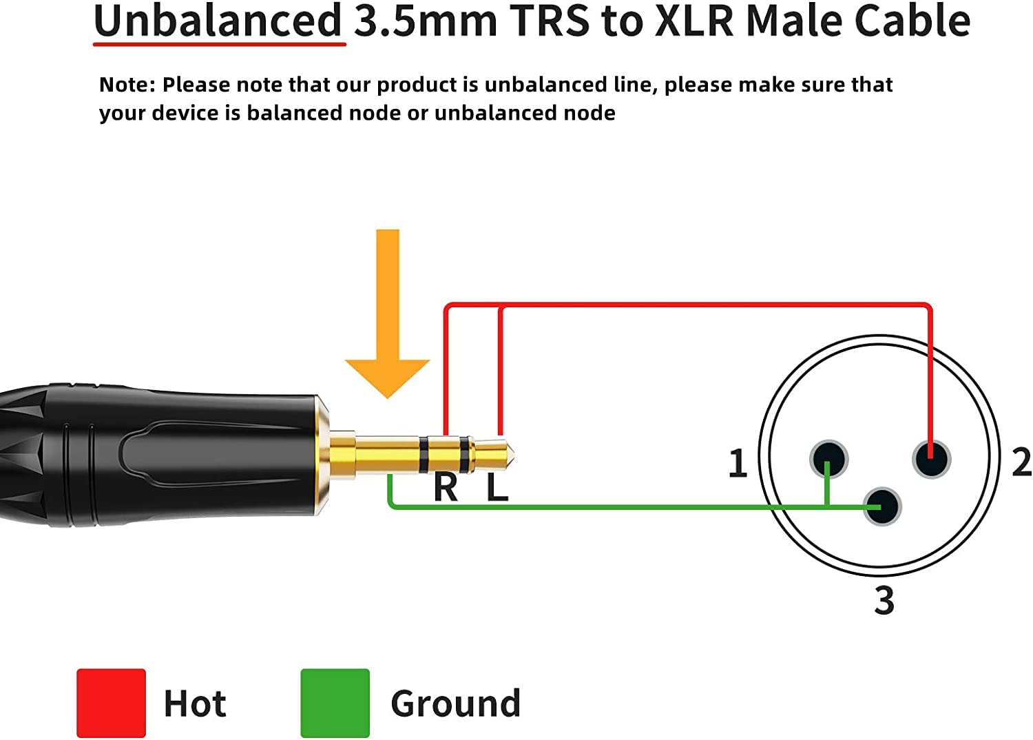 CableCreation 3.5mm to XLR Cable 10FT, 3.5mm Male to XLR Male Microphone Cable, XLR to 3.5mm Cable Compatible with iPhone, iPod, Tablet, Laptop, Microphone, Amplifier, Audio Board, 3M