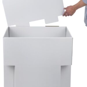 Displays2go, Set of 6 Cardboard Display Bins, Floor Standing Design – White Finish (WCDUMLRGWT)