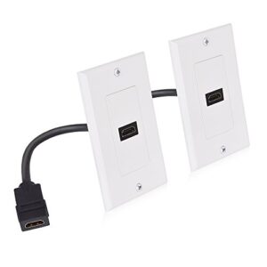 cable matters 2-pack 1-port hdmi wall plate in white (4k uhd, arc, and ethernet pass-thru support)