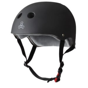 triple eight the certified sweatsaver helmet for skateboarding, bmx, and roller skating, black rubber, small/medium