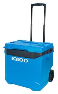 igloo latitude 60qt roller cooler, fiesta blue/obsidian gray