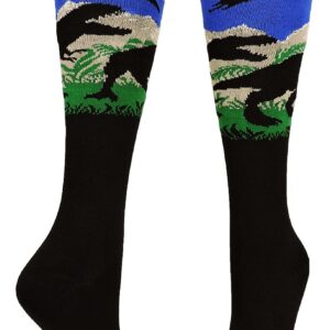 MadSportsStuff Wild T-Rex Dinosaur Socks over the calf (Dark Royal, Small)