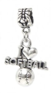 dangle i love softball charm bead for charms bracelets