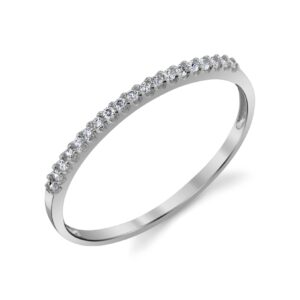 tesori & co 10k white gold lightweight dainty cz wedding stackable band size 4.5