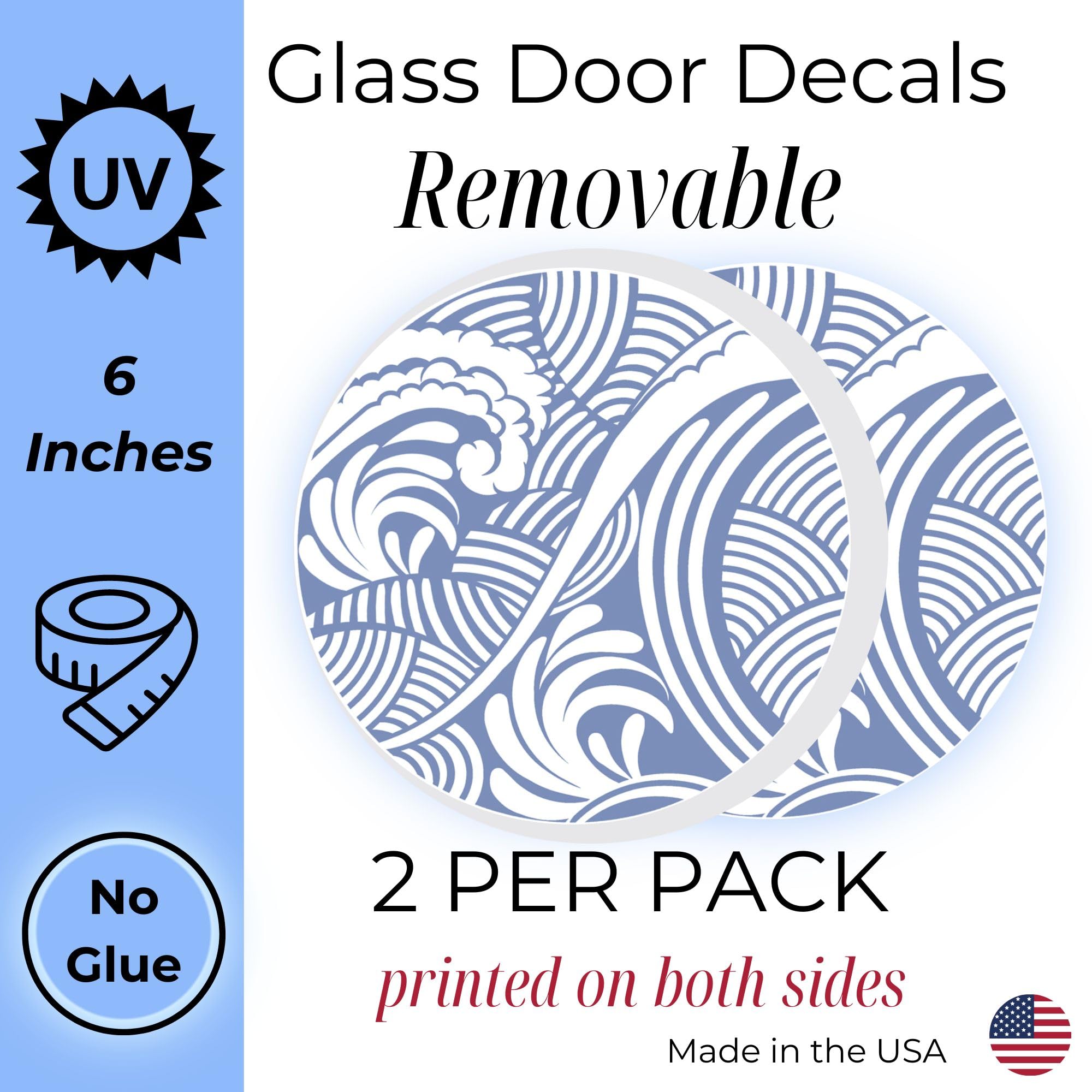 Glass Door Stickers Decals – 2 Per Pack - Printed on Both Sides - Windows, Doors, Patio, Sliding, & Shower, Removable and Repositionable. Dogs, Cats, Pets, Kids, Guests, Elderly, Bird Alert