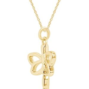 Wishrocks Dragonfly Insect Charm Pendant Necklace Jewelry for Women in 14k Yellow Gold Over Sterling Silver Along with 18" Silver Chain