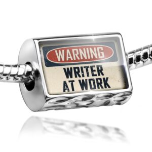 neonblond bead warning writer at work vintage fun job sign charm fits all european bracelets