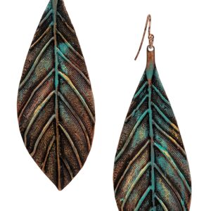 SPUNKYsoul Handmade Boho Lightweight Statement Leaf Earrings with Detailed Texture for Women