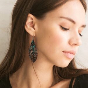 SPUNKYsoul Handmade Boho Lightweight Statement Leaf Earrings with Detailed Texture for Women