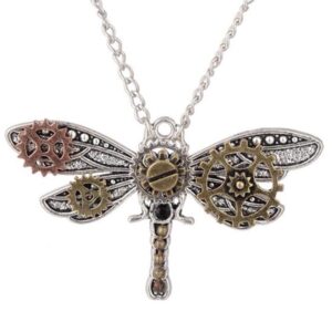 zed shadoww steampunk dragonfly pendant sweater necklace with 25”chain