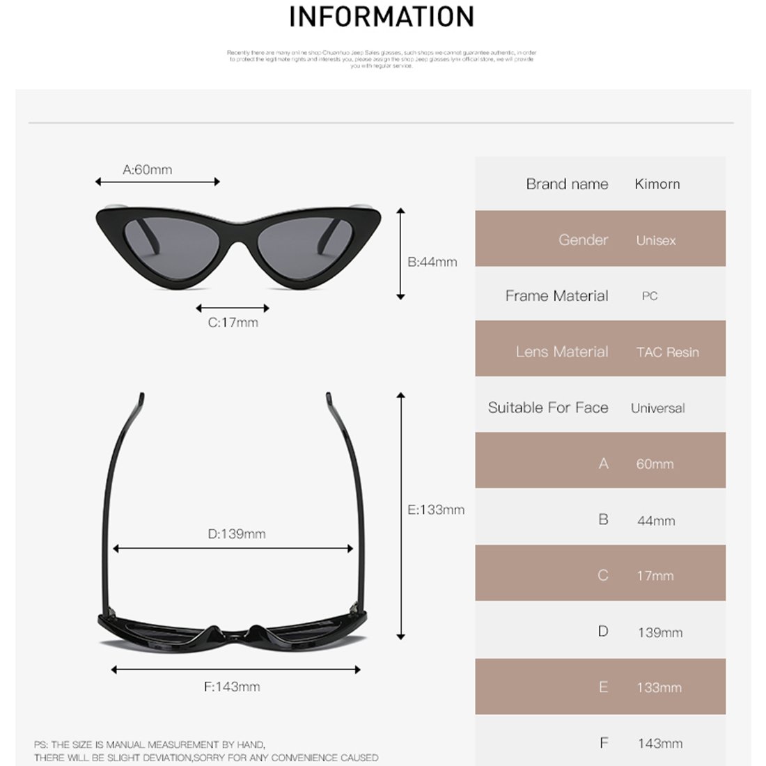 kimorn Cat Eye Sunglasses Women Clout Goggles Kurt Cobain Retro Sun Glasses K0566 (White&Black)