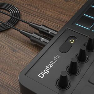 DigitalLife USB to 1-In/1-Out MIDI Converter for Electric MIDI Piano Keyboard - 5-Pin DIN MIDI, Metal - Compatible with Windows and macOS (2m/6.5ft)