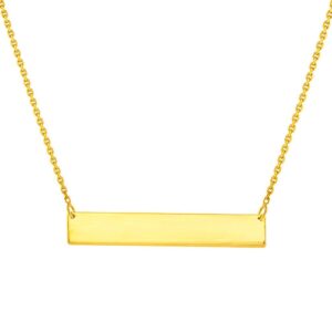 jewelry america solid 14k yellow gold engravable personalized bar pendant necklace