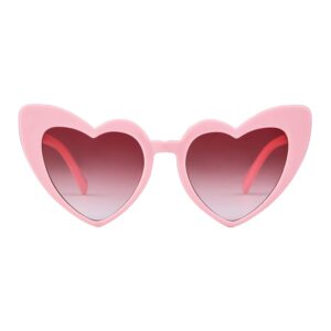 gifiore heart sunglasses vintage retro oversized cat eye heart shaped sun glasses (pink frame/pink lens)