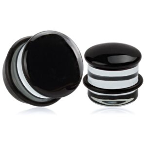 kubooz(1 pair black-surface glass o-ring ear plugs tunnels gauges stretcher piercings