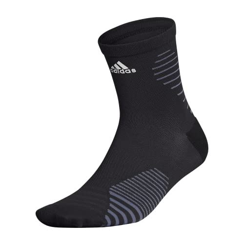 adidas Running Mid-Crew Socks (1-Pair), Black/Onix Grey/Silver Reflective, Medium