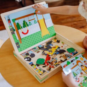 Melissa & Doug Wooden Magnetic Matching Picture Game With 119 Magnets and Scene Cards