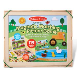 Melissa & Doug Wooden Magnetic Matching Picture Game With 119 Magnets and Scene Cards