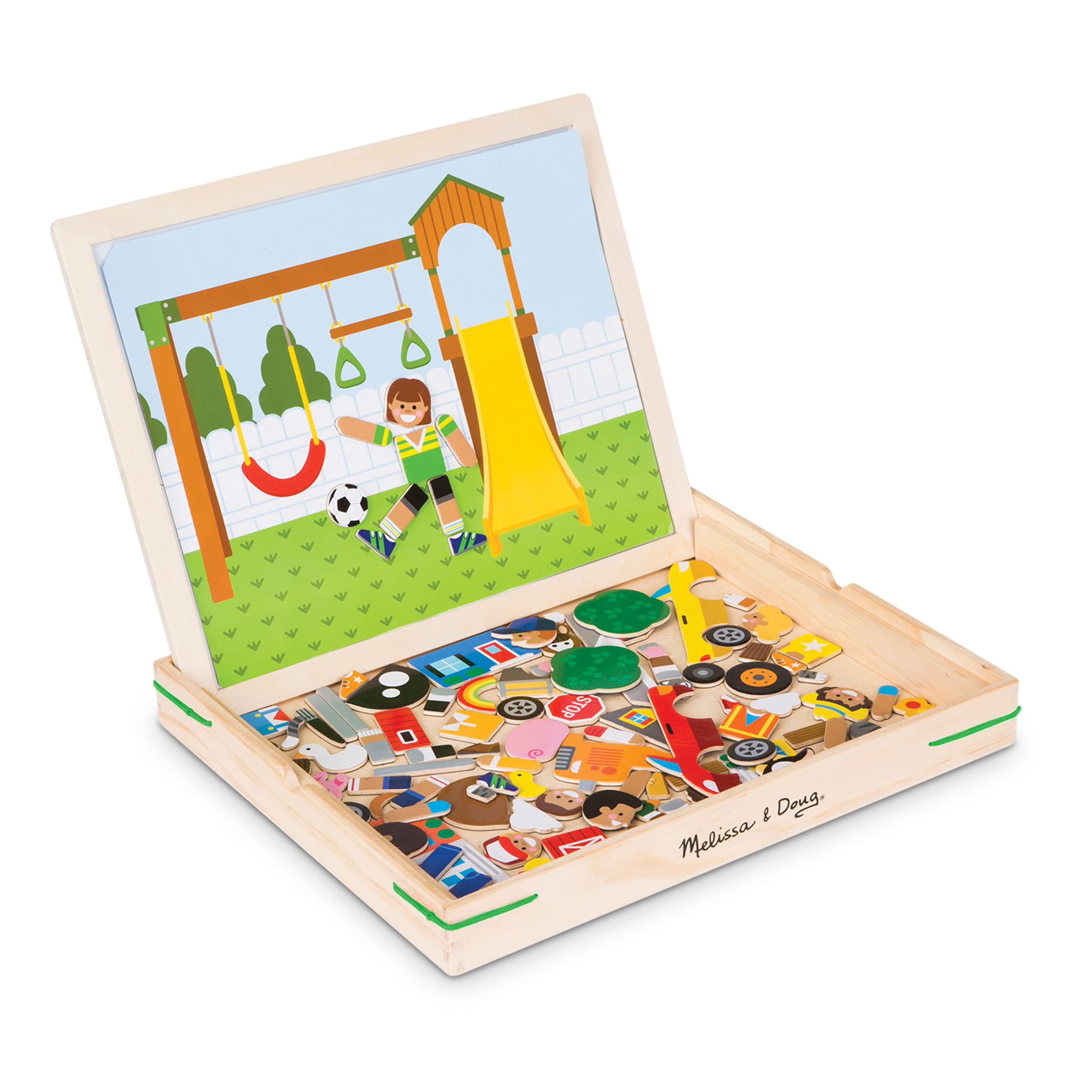 Melissa & Doug Wooden Magnetic Matching Picture Game With 119 Magnets and Scene Cards