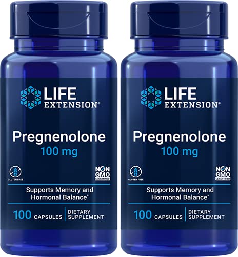 Life Extension Pregnenolone 100 Mg, 100 capsules, 2 Bottle Pack