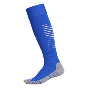 adidas speed 2 soccer socks for boys, girls, men and women (1-pair), team royal blue/white/light onix grey, large