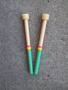 kakesa steel drum pan mallets sticks wood rasta - double seconds