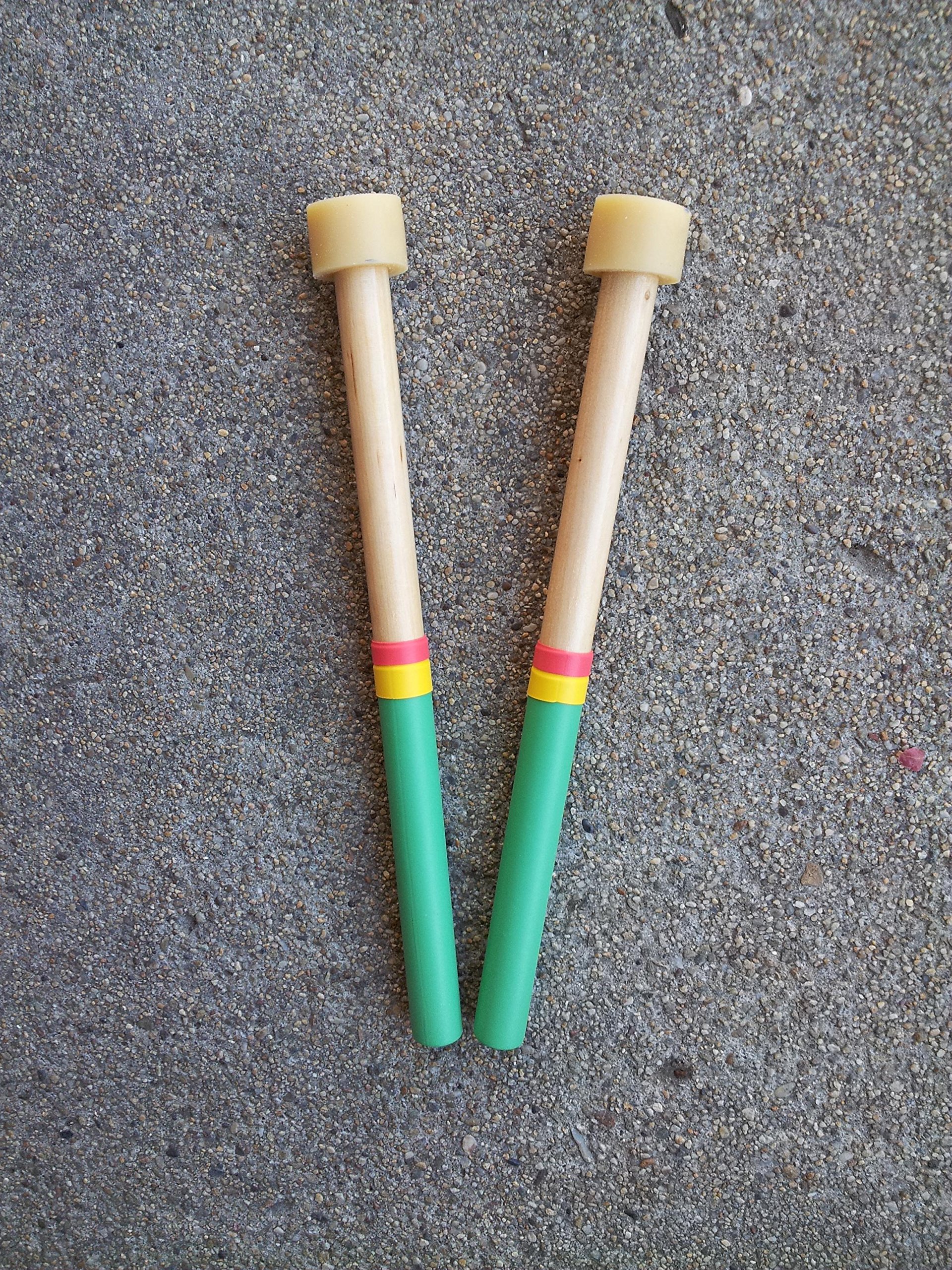 Kakesa Steel Drum Pan Mallets Sticks Wood Rasta - Double Seconds